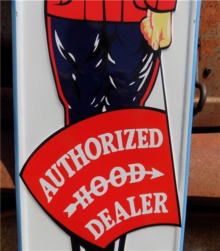Hood Tires Sign, Tin Advertising, Gas Service Station Sign, Authorized ...