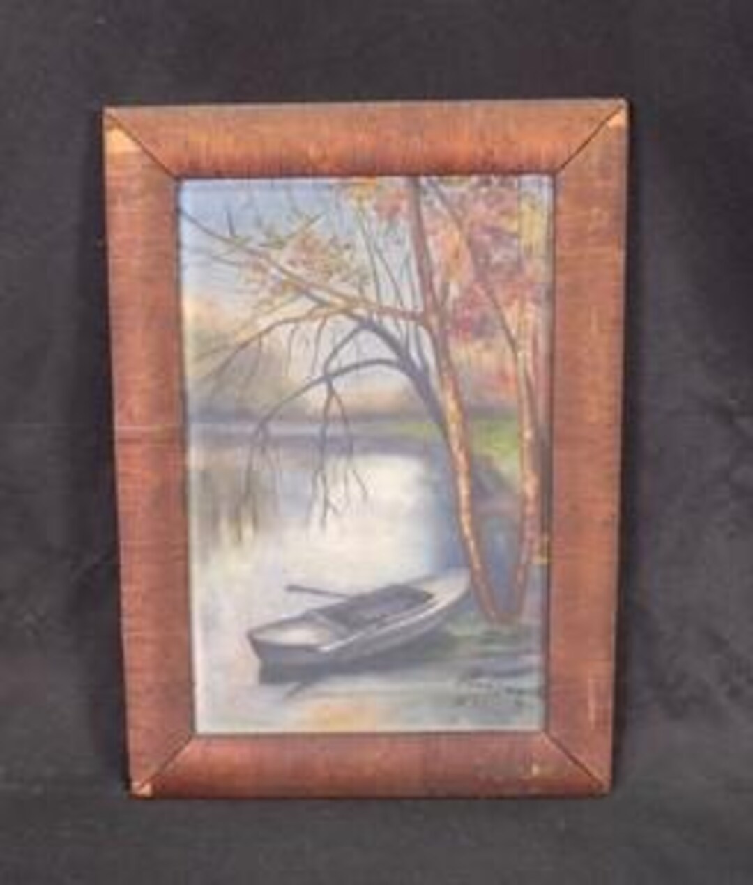 1920s Hawksworth Midwest Landscape Painting, Original Art Rowboat Water ...