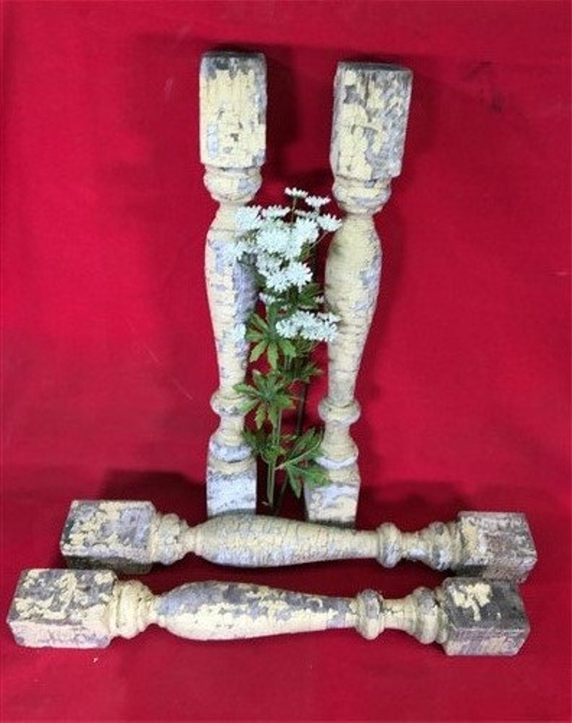 4 Balusters Painted Wood Architectural Salvage Spindles Porch | Etsy