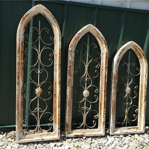 3 Large Arched Wood Metal Gothic Window Frames Architectural - Etsy