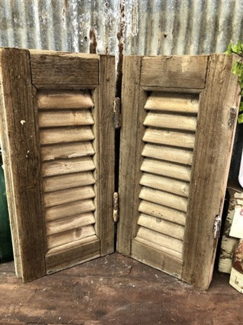 Small Antique Farmhouse Shutter Natural Wood Shutter | Etsy