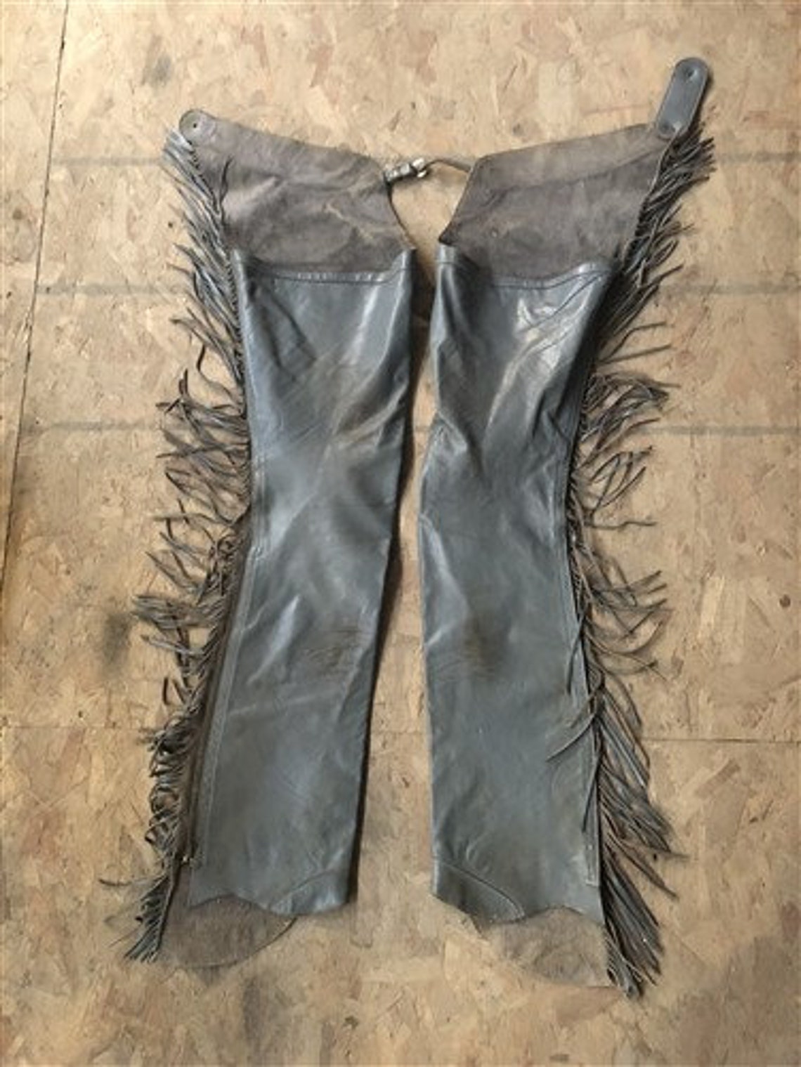 Gray Leather Fringed Chaps Cowboy Western Concho Rodeo - Etsy