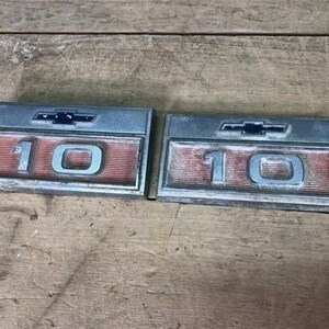 1966 Pair Chevy Chevrolet C10 Truck Chrome Trim Front Fender Badge ...
