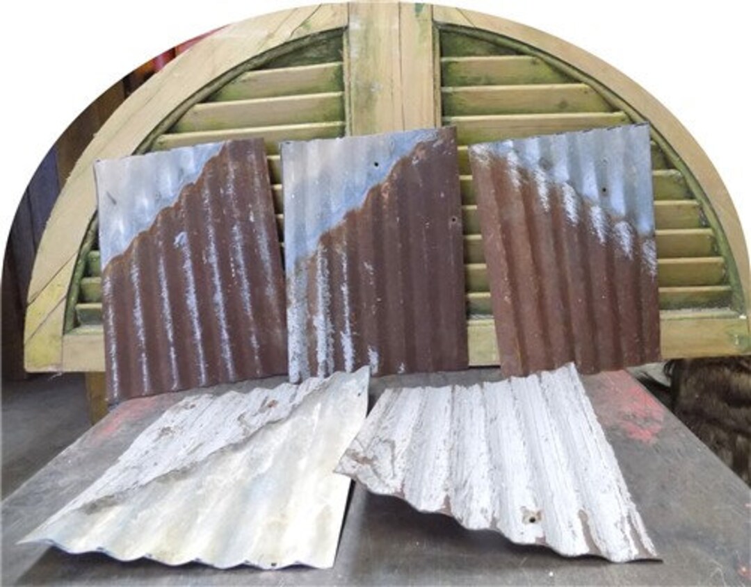 5 Sheets Corrugated Weathered Barn Tin, Farmhouse Architectural Salvage ...