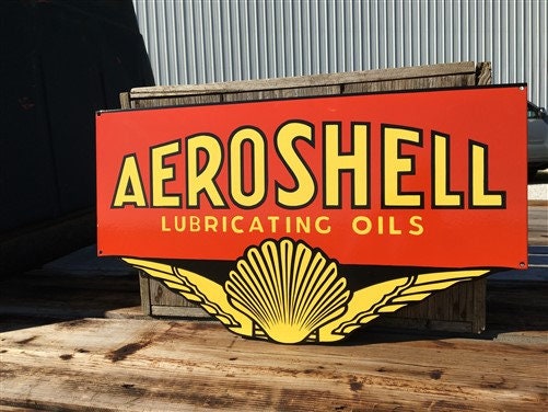 Aeroshell Lubricating Oil Sign, Metal Porcelain Advertising Sign, Gas ...