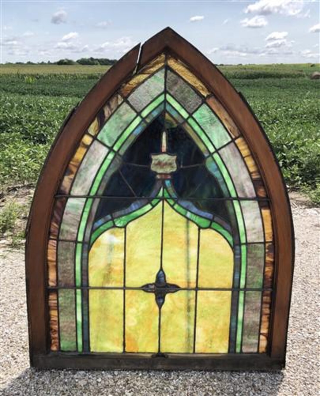 Antique Stained Glass, Arched Church Window, Architectural Leaded Glass ...