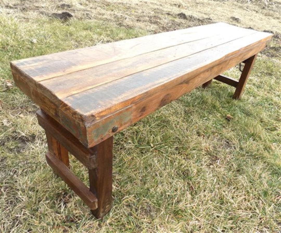 Rustic Folding Bench, Vintage Reclaimed Wood Bench, Farmhouse Decor ...
