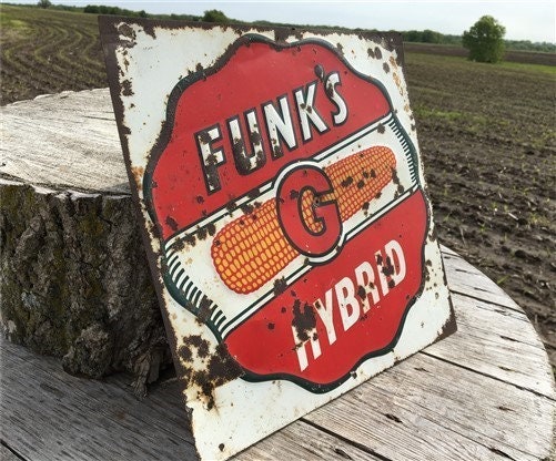 Funks G Hybrid Vintage Metal Advertising Sign Seed Corn Farm | Etsy