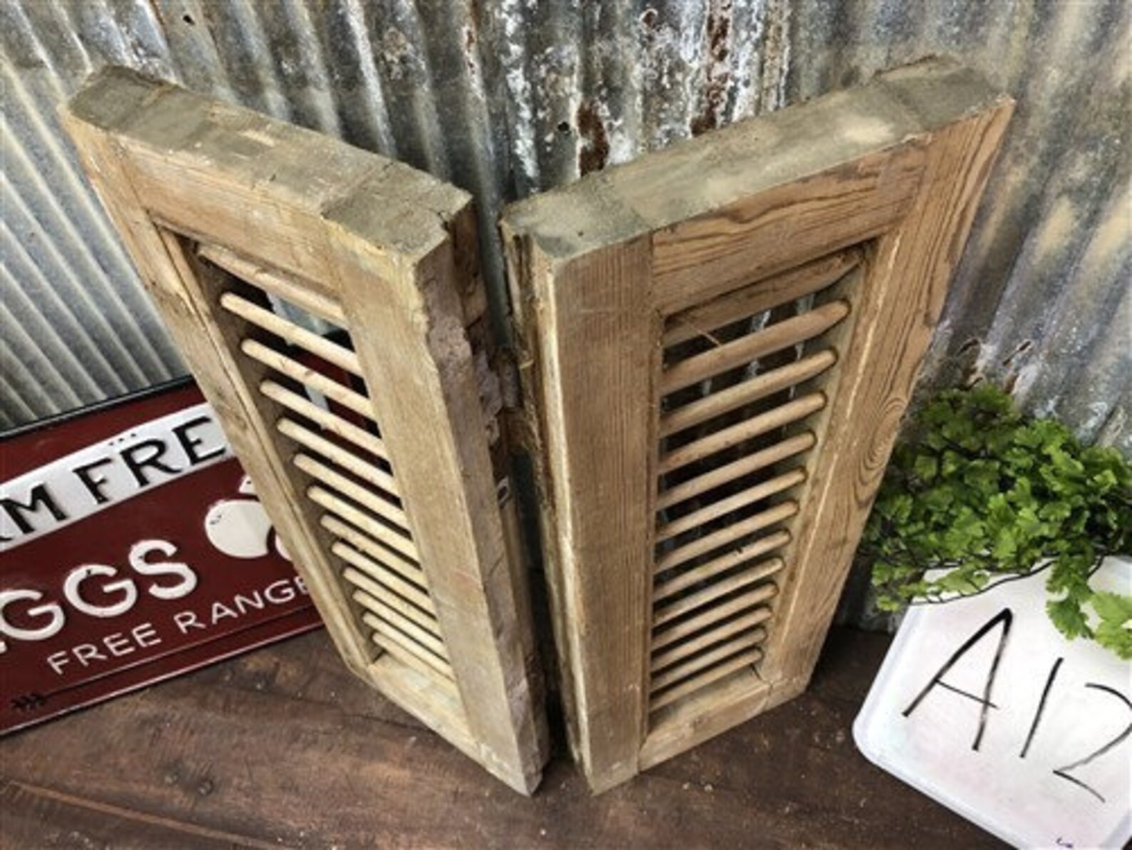 Small Antique Farmhouse Shutter Natural Wood Shutter | Etsy