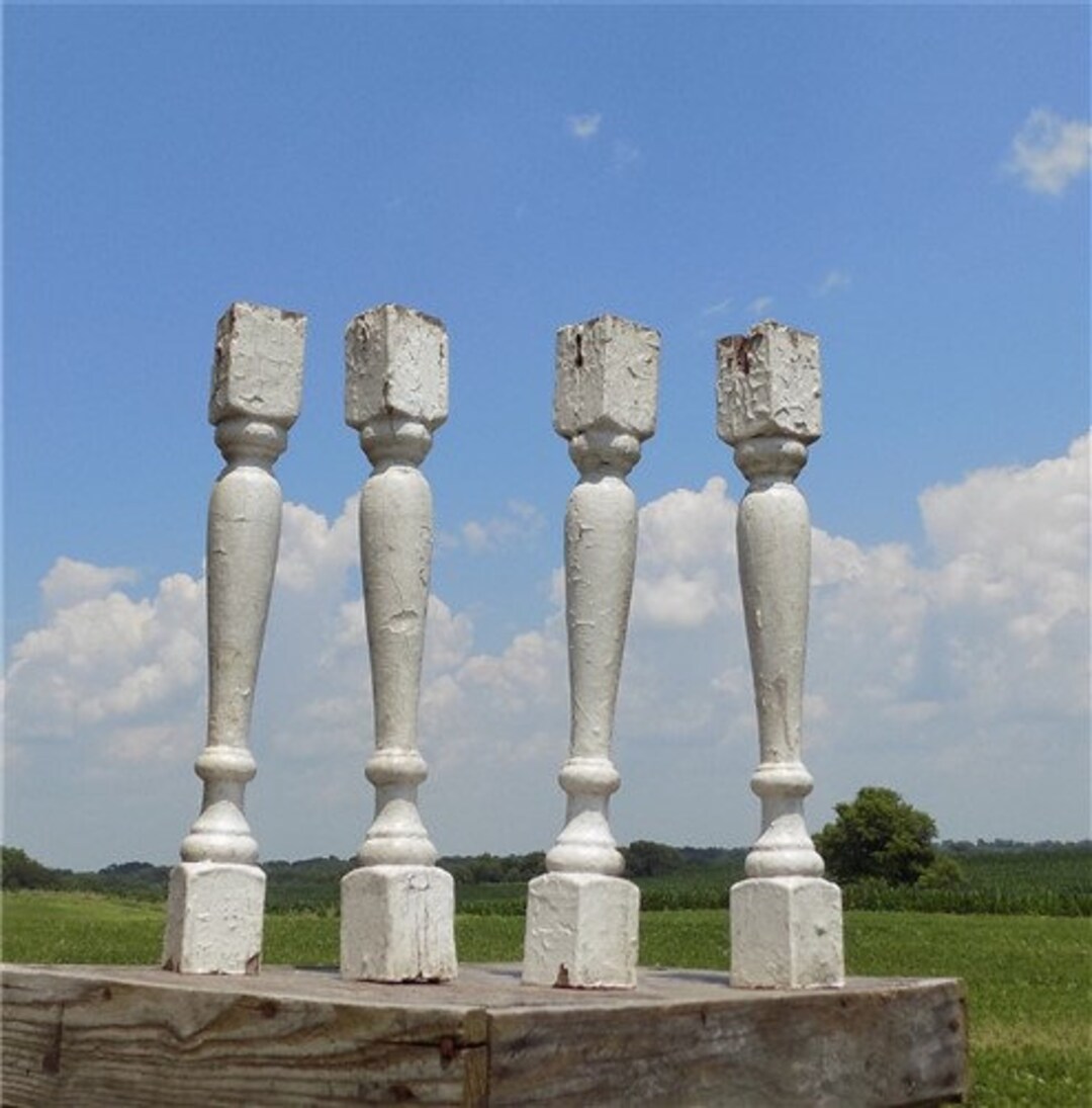 4 Balusters White Wood Architectural Salvage Spindles Porch Post House ...