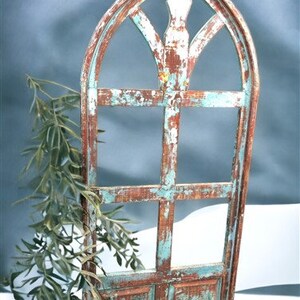 Large Arched Blue French Country Distressed Window Frame, Architectural ...