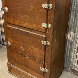 Vintage Oak Icebox Refrigerator, 2 Door Ice Chest, Primitive Ice Box ...