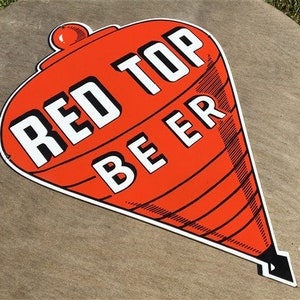 Red Top Beer Sign Metal Porcelain Advertising Sign Beer - Etsy