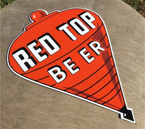 Red Top Beer Sign Metal Porcelain Advertising Sign Beer - Etsy