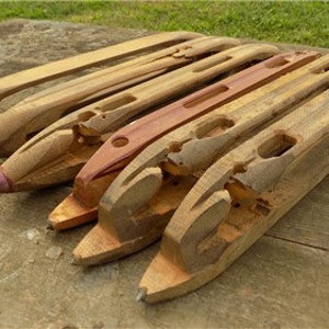 6 Wooden Weaving Loom Boat Shuttles, Metal Tip, Vintage Textile Mill ...