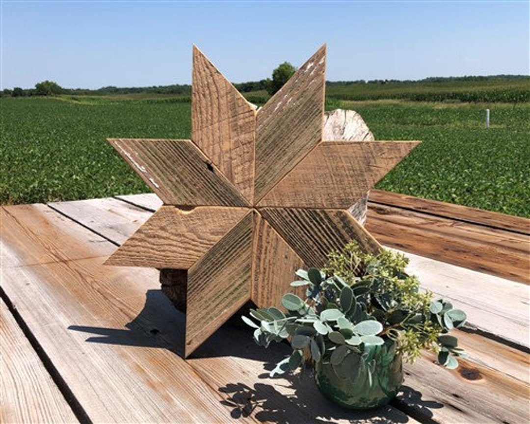 20" Amish Made Wooden Star, Reclaimed Barn Wood Star Rustic Farmhouse ...