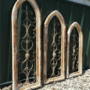 3 Large Arched Wood Metal Gothic Window Frames Architectural - Etsy