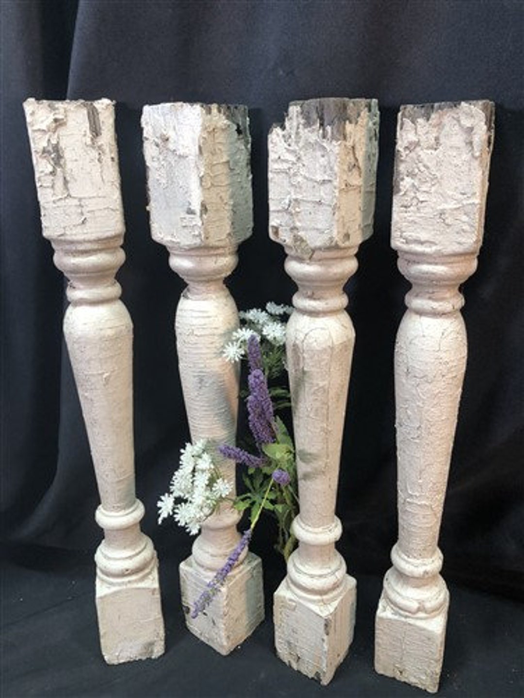4 Balusters Wood Architectural Salvage Spindles Rustic Farm House Porch ...