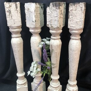 4 Balusters Wood Architectural Salvage Spindles Rustic Farm House Porch ...