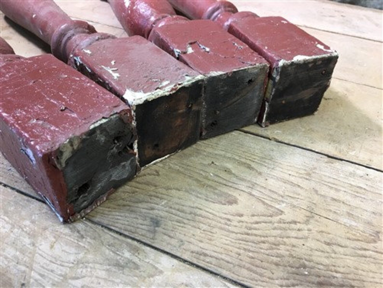 4 Balusters Rustic Red Wood Architectural Salvage Spindle | Etsy