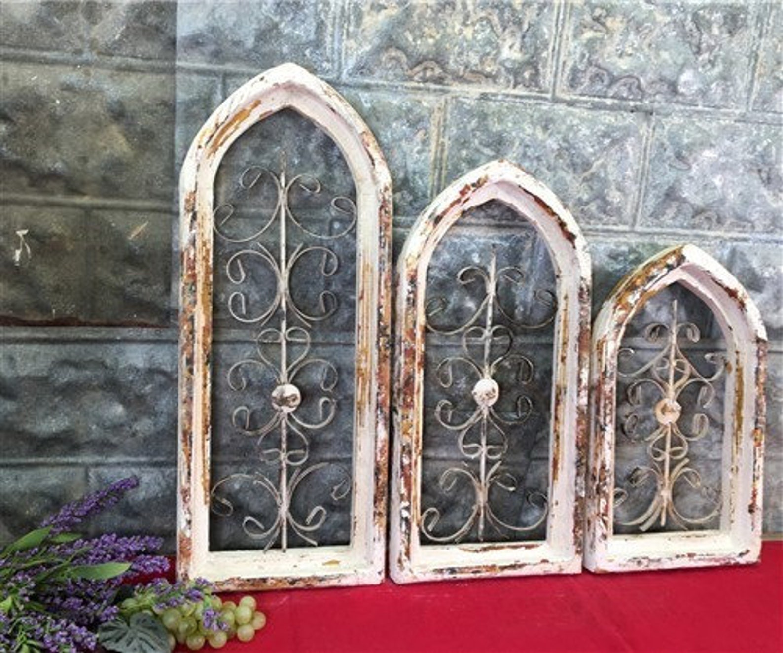 3 Arched Wood Metal Gothic Window Frames Architectural Church - Etsy