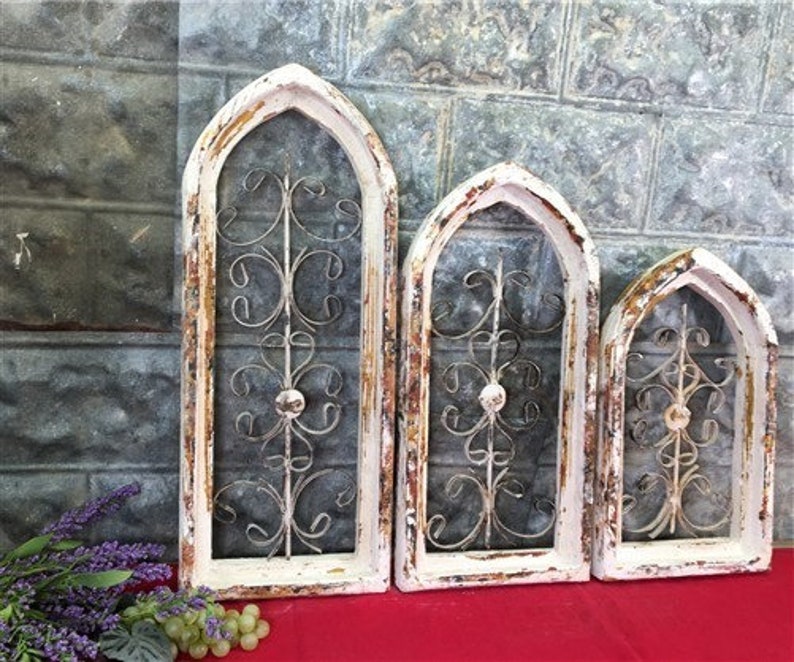 3 Arched Wood Metal Gothic Window Frames Architectural Church - Etsy