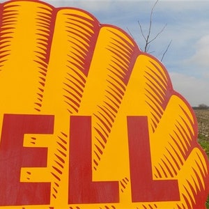 Large Shell Sign, Metal Porcelain Sign, Advertising Sign, Gas Station ...