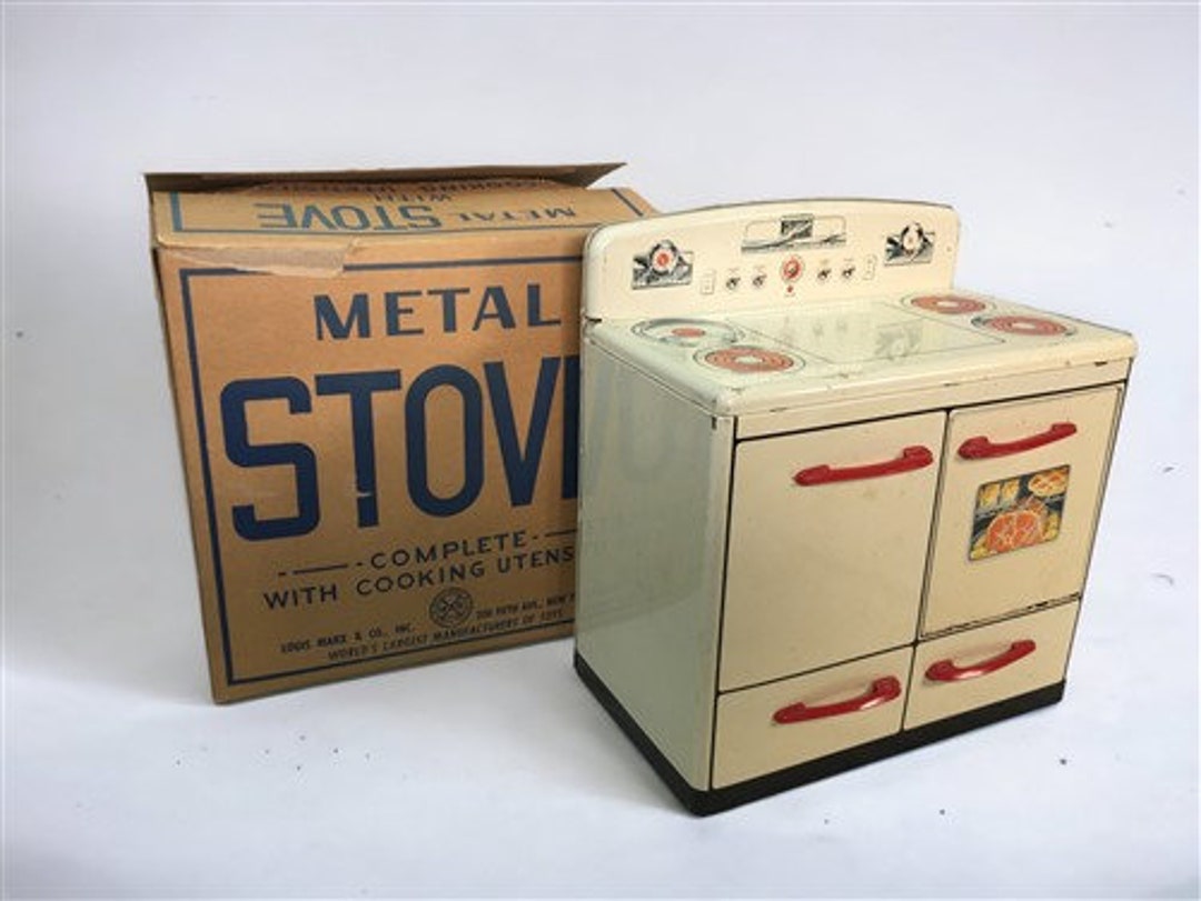 Marx Metal Stove, Retro Tin Metal Oven Range, Vintage Child's Kitchen ...