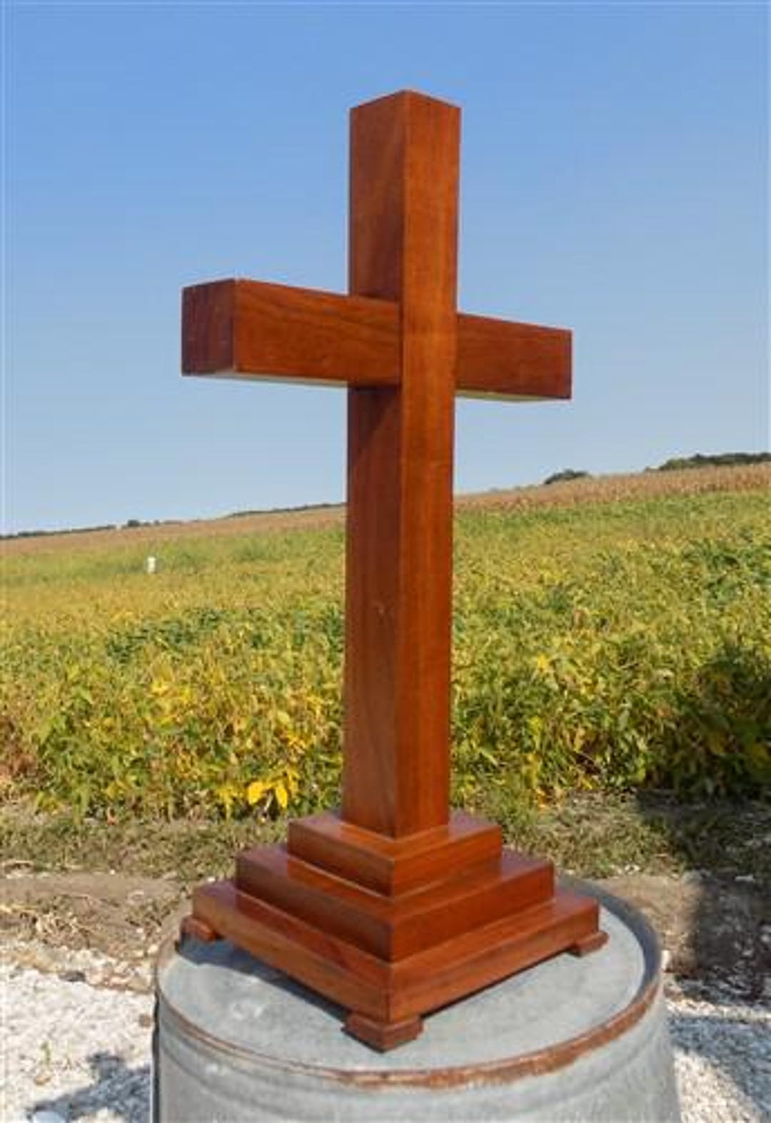 Walnut Wood Standing Cross Statue, Christian Catholic Church Chapel ...