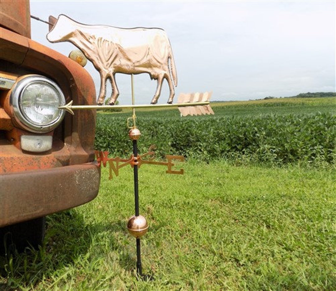 3D Cow Weathervane, Lightning Rod Barn Topper, Country Decor Rustic ...