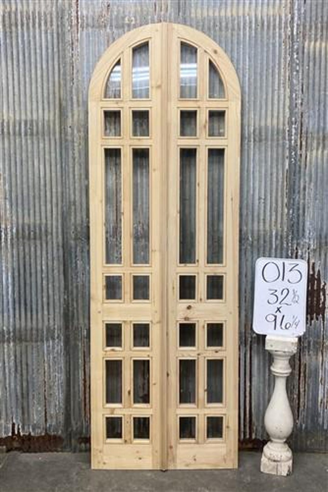 Arched French Double Doors (32.5x96) 14 Pane Glass Doors European ...