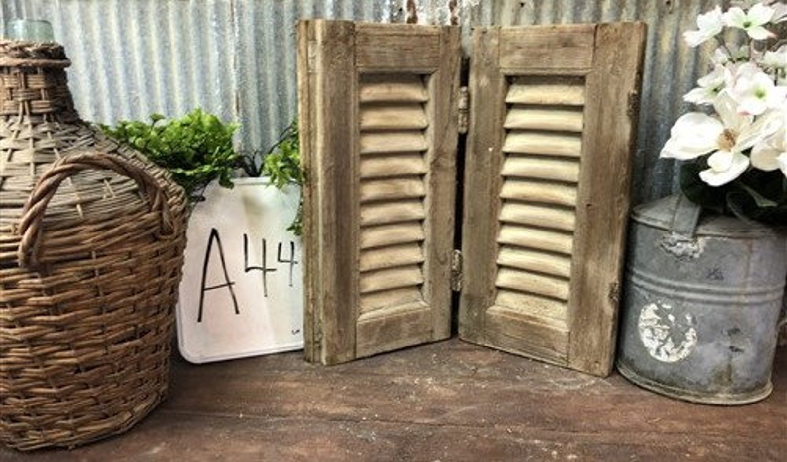 Small Antique Farmhouse Shutter Natural Wood Shutter - Etsy