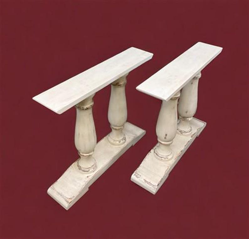Pair of Narrow Dining Table Legs, Solid Wood Table Base, Turned Trestle ...