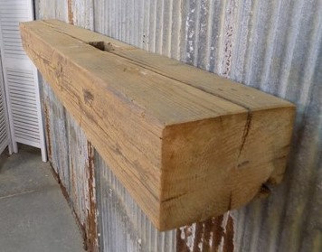Reclaimed Barn Beam Wood Shelf, Architectural Salvage Fireplace Mantel ...