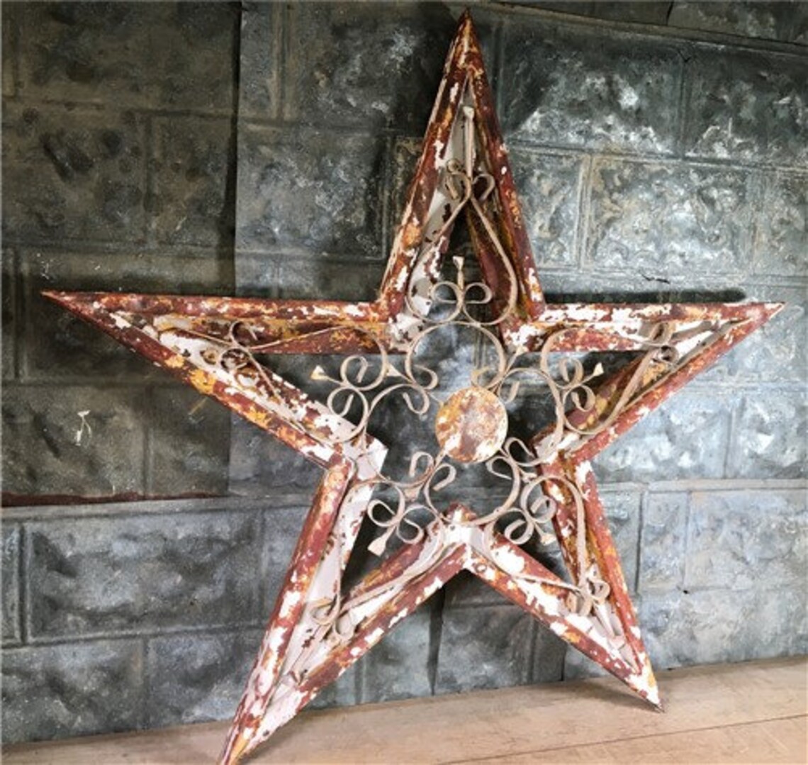Large Star Architectural Wood Metal Window Frame Rustic | Etsy