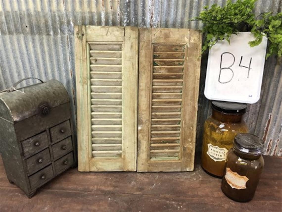 Small Green Antique Farmhouse Shutter Wood Shutter - Etsy
