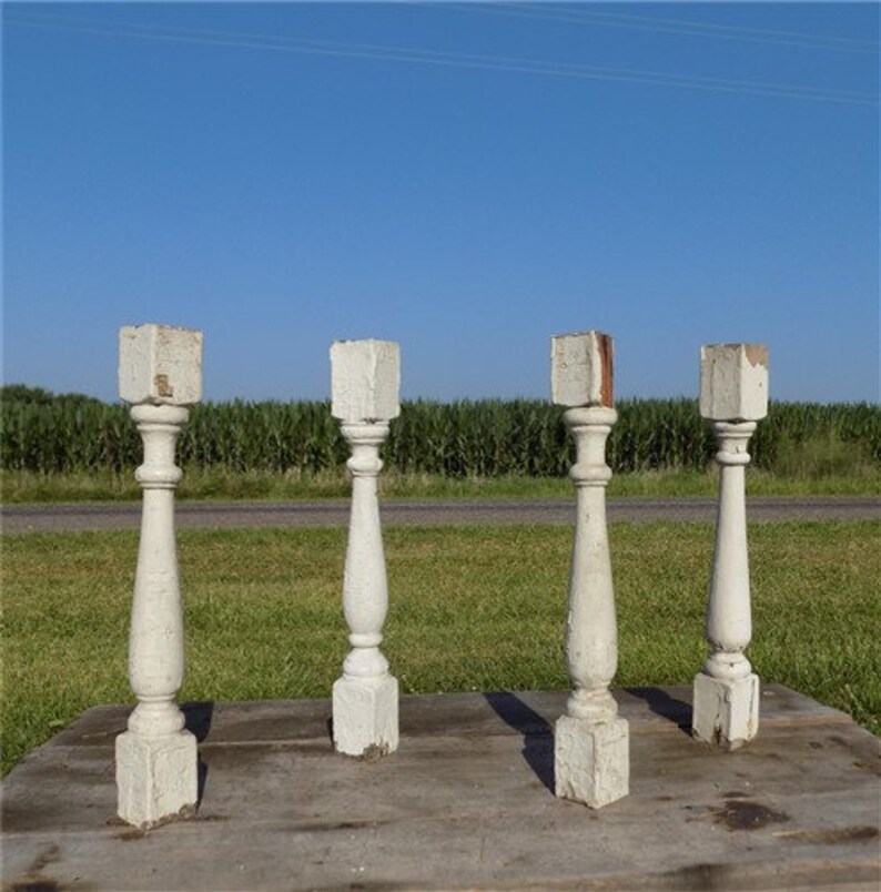 4 Balusters White Wood Architectural Salvage Spindles Porch - Etsy