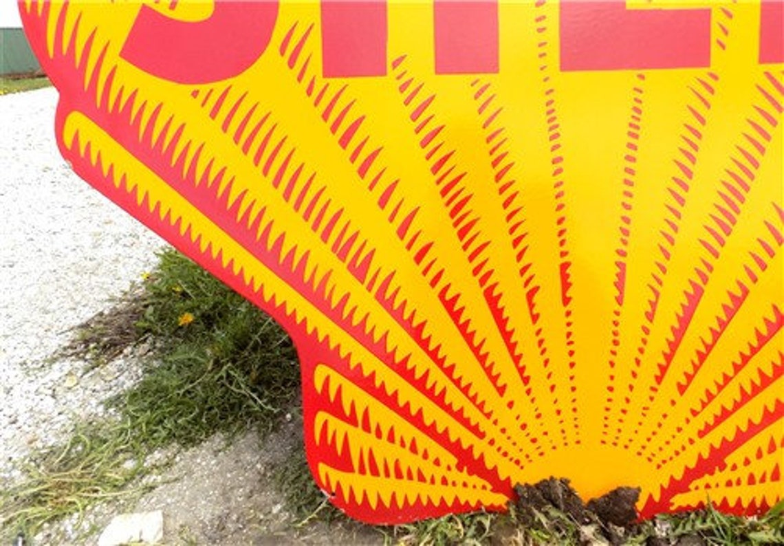 Large Shell Sign, Metal Porcelain Sign, Advertising Sign, Gas Station ...