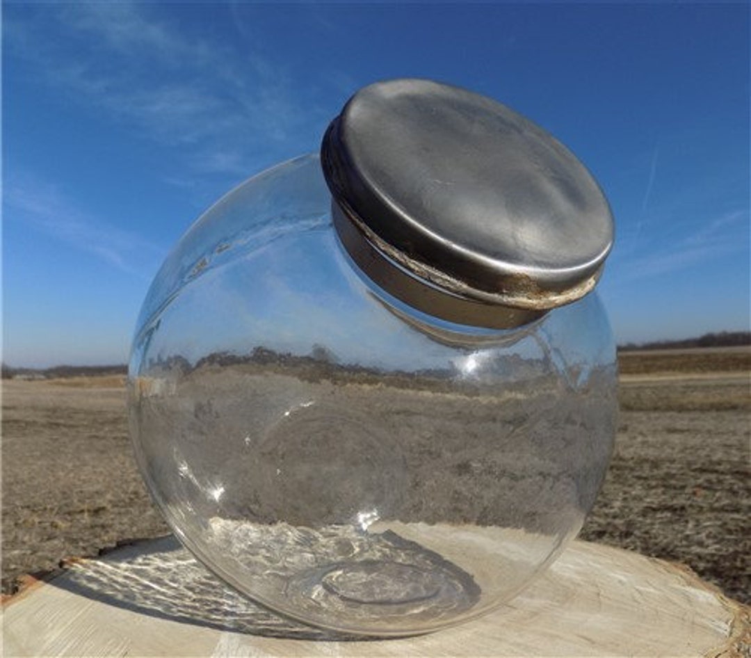 Round Jar, Canister Jar, Kitchen Storage, Candy Cookie, Counter Display ...