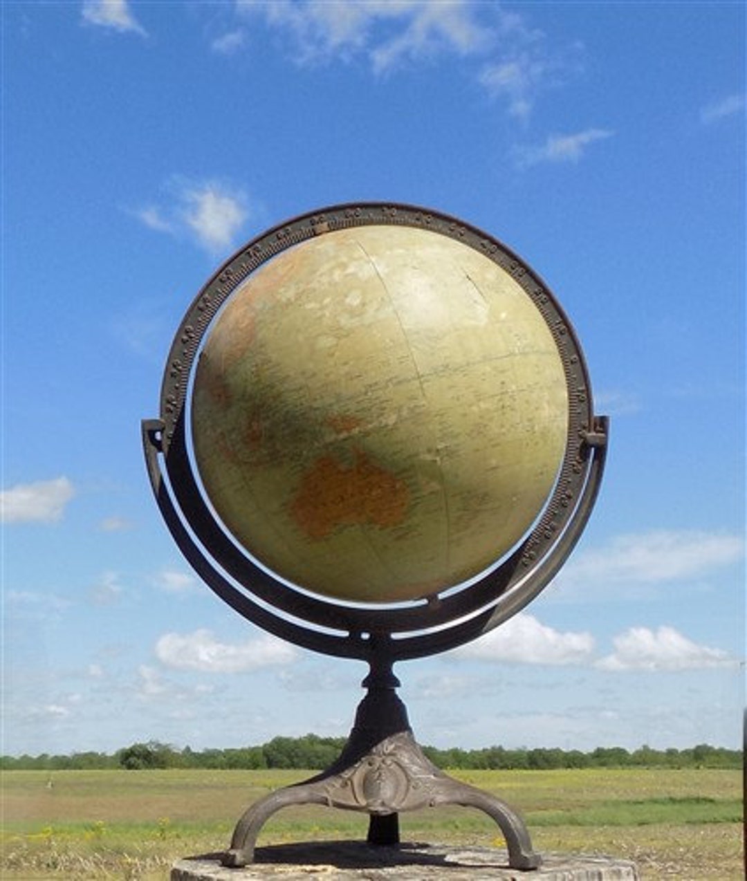 Rand Mcnally 12 Inch Globe, Cast Iron Art Deco Stand, Pre WW2 World ...