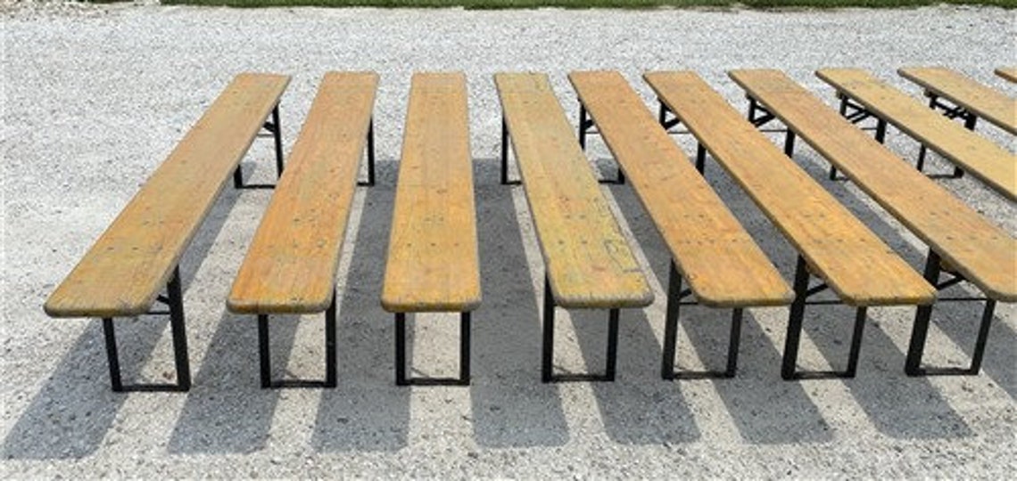 10 Vintage German Beer Garden Benches Portable Industrial - Etsy