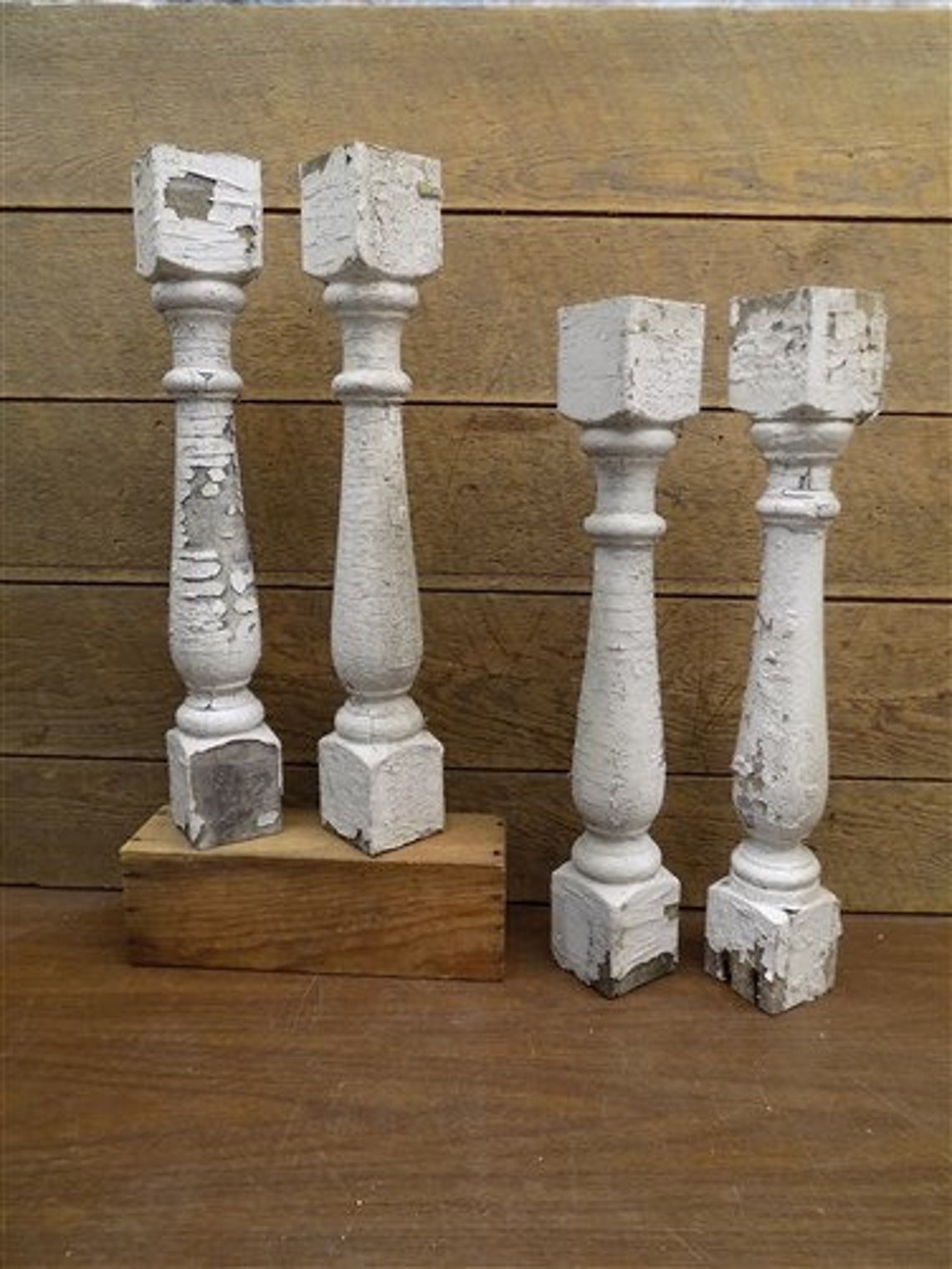 4 Balusters White Wood Architectural Salvage Spindles Porch - Etsy