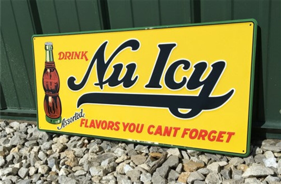 Drink Nu Icy Sign, Metal Advertising Sign, Retro Diner Soda Pop Metal ...