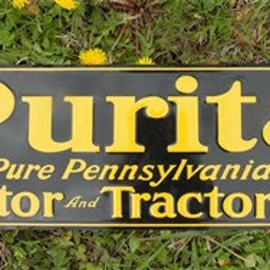 Puritan Motor & Tractor Oils Sign, Tin Advertising Sign, Pure ...