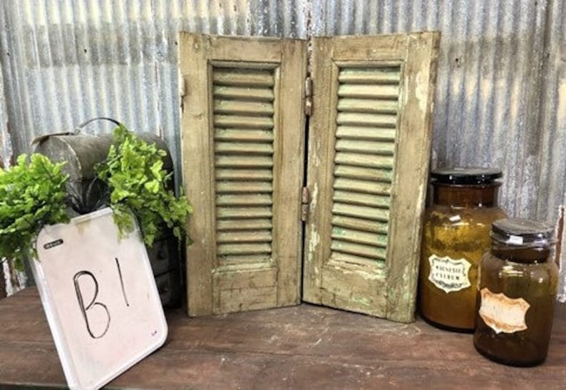 Small Green Antique Farmhouse Shutter Wood Shutter | Etsy