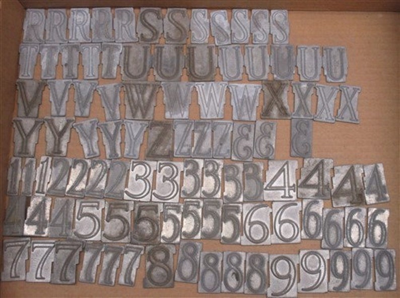 Linotype Letterpress Blocks Letters Numbers Printing Press Print ...