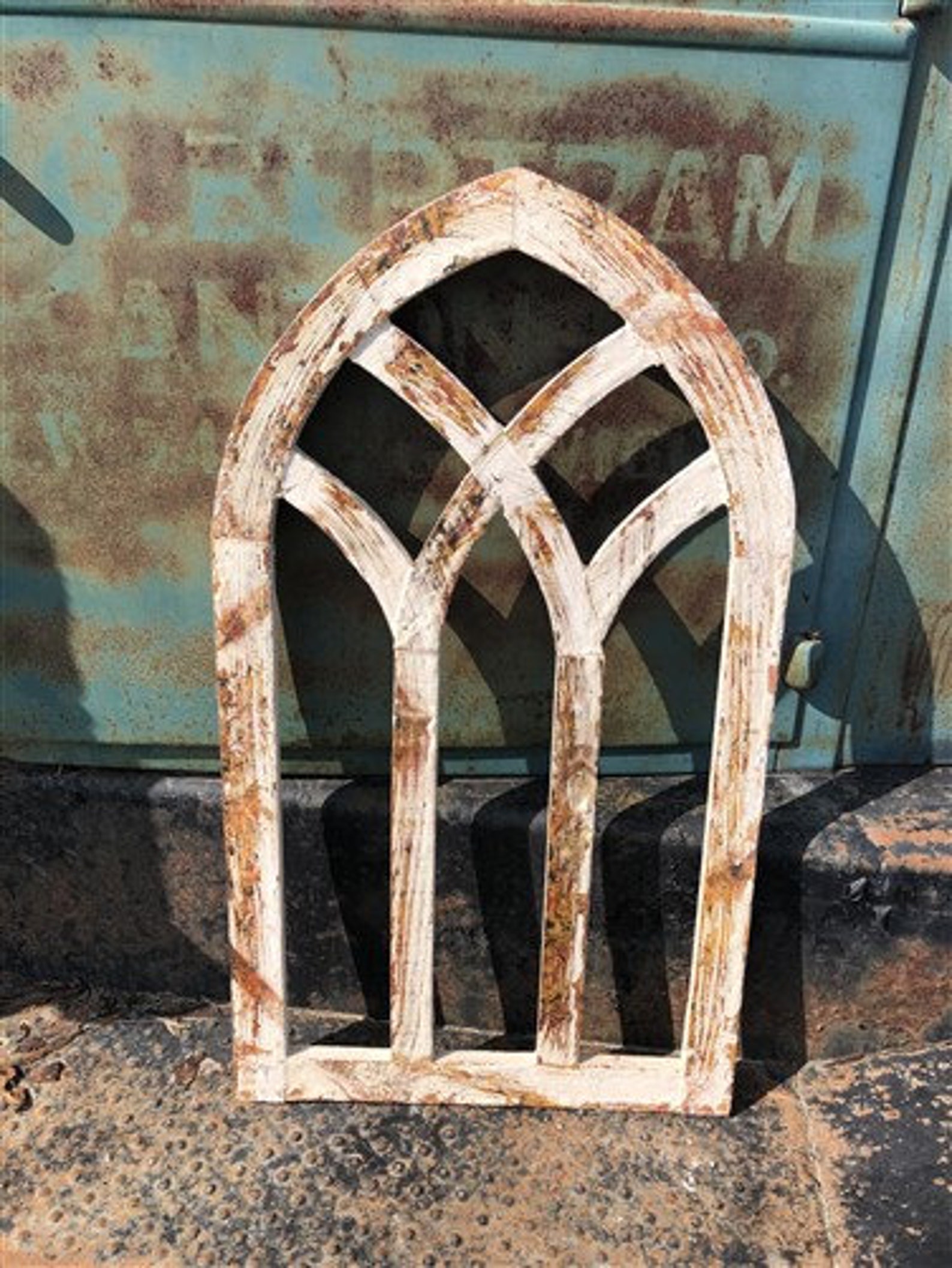 Arched Church Window, Wood Cathedral Frame, Faux Window, Farmhouse Wall ...