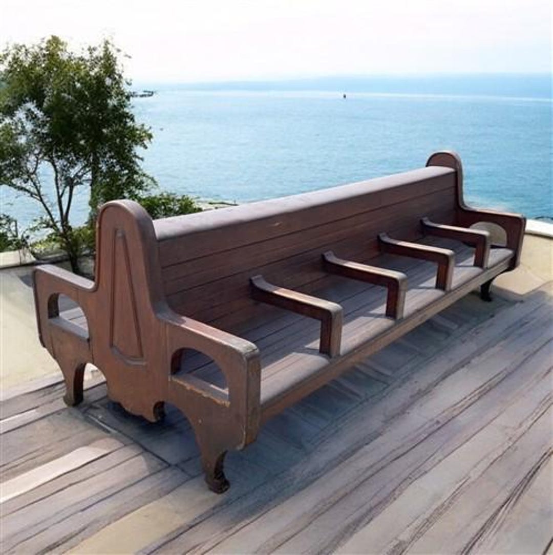 10' Train Station Bench Seat, Vintage Railroad Bench, Bus Station Bench ...