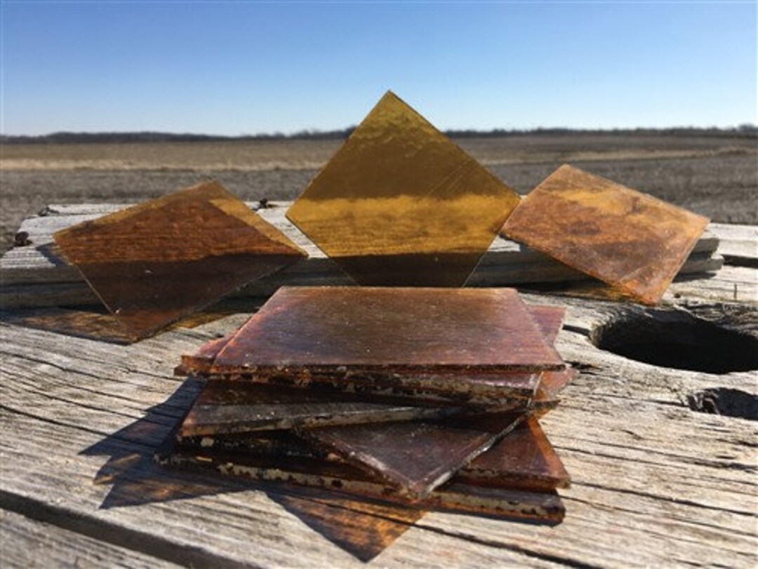 10 Honey Gold Stained Glass Reclaimed Church Window Diamond Panes, Art ...