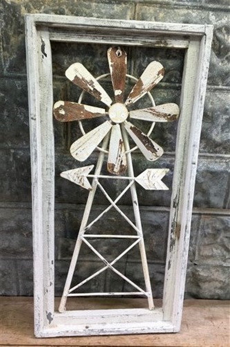 Windmill Wood Metal Window Frame Rustic Farmhouse Decor - Etsy